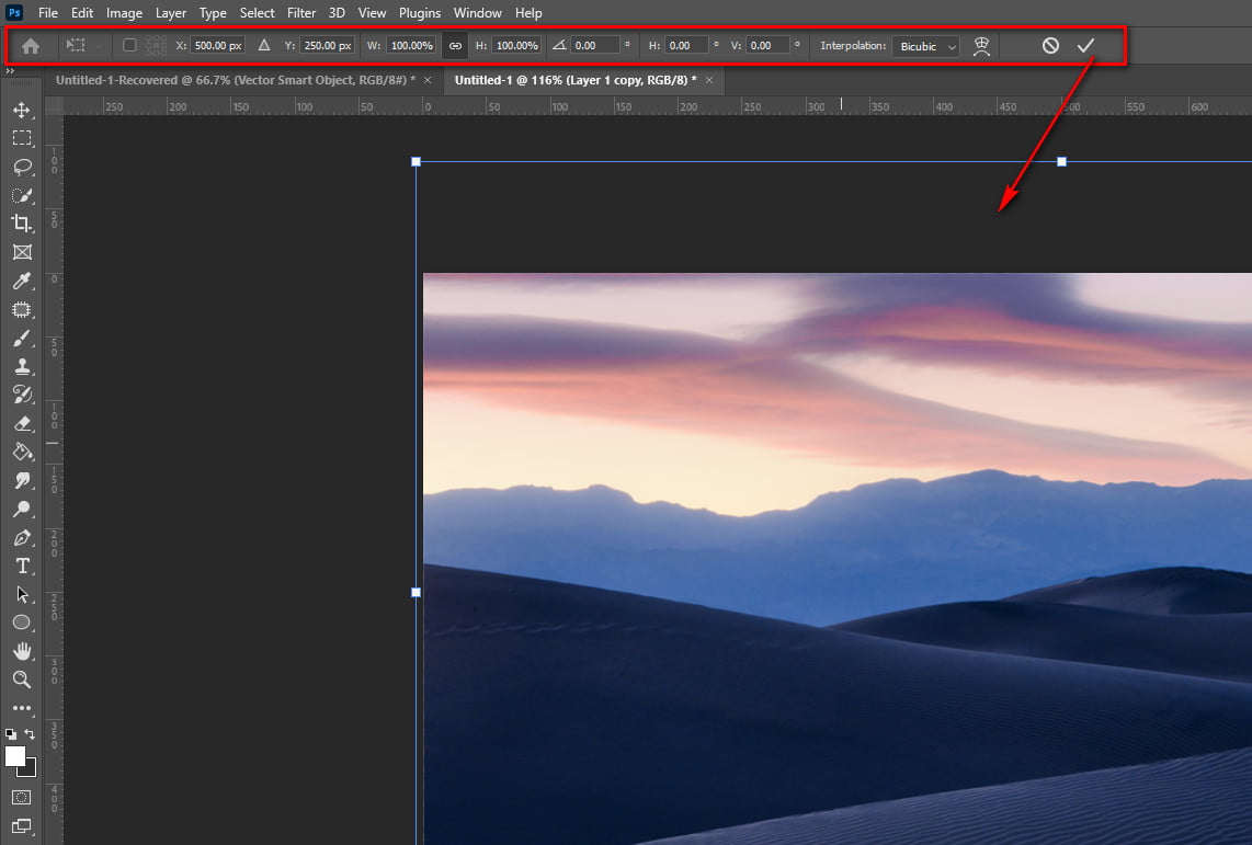 How to tilt an image forward in Photoshop?